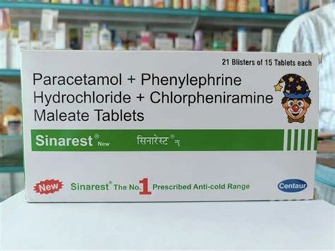 Sinarest Paracetamol Phenylephrine Hydrochloride Tablet For Hospital