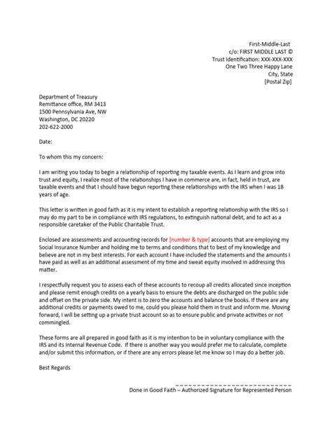 Irs Cover Letter C 2 3 1 Pdf Internal Revenue Service Debt