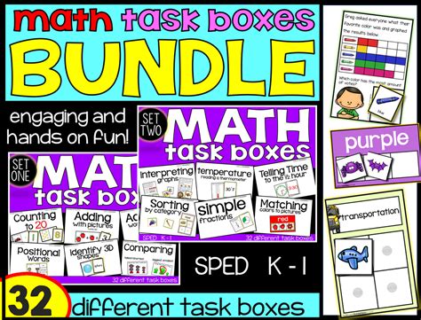 Kindergarten Math Task Boxes Set One Chalkboard Superhero