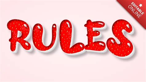 Rules Strawberry Pattern 3d Text Effect Generator