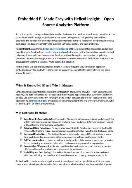 Embedded Bi Made Easy With Helical Insight Open Source Analytics