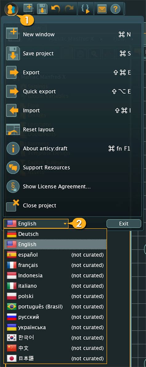 Articy Help Center Ui Language Selection
