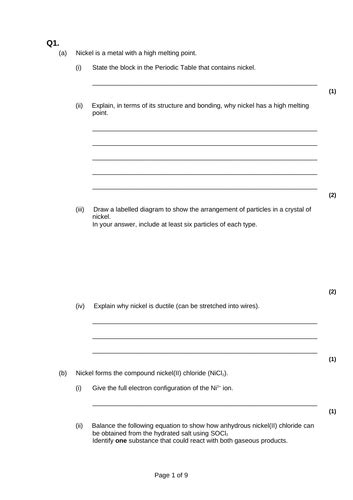 A Level Chemistry Bonding Teaching Resources