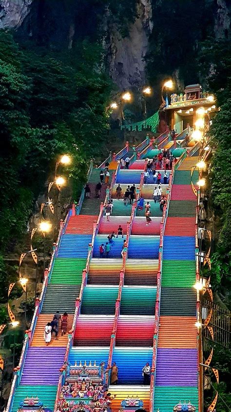 Rainbow Stairs Of Batu Caves Malaysia By Cantikpengembara