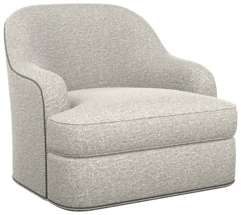 Alta Vista Gray Upholstered Swivel Chair With Nailhead Trim From