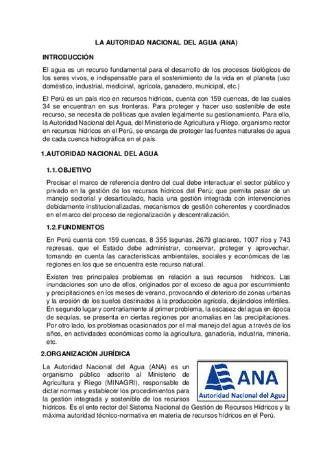 Doc Autoridad Nacional Del Agua Ana Sandra K De La Cruz Sánchez
