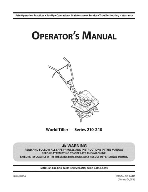 MTD 21A 240D731 User Manual FRONT TINE TILLER Manuals And, 51% OFF