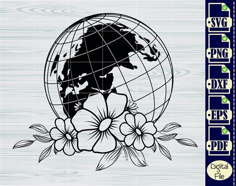 Globo Svg Earth Svg Bundle World Clipart Floral Globe Cut Etsy España