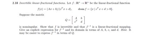 Solved 218 Invertible Linear Fractional Functions Let Fr