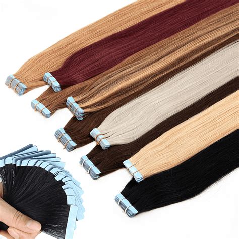 Tape In Hair Extensions Human Hair Platinum Blonde 14 24inch 20pcs Pack