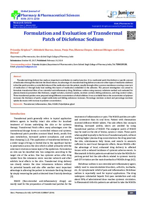 Pdf Formulation And Evaluation Of Transdermal Patch Of Diclofenac Sodium