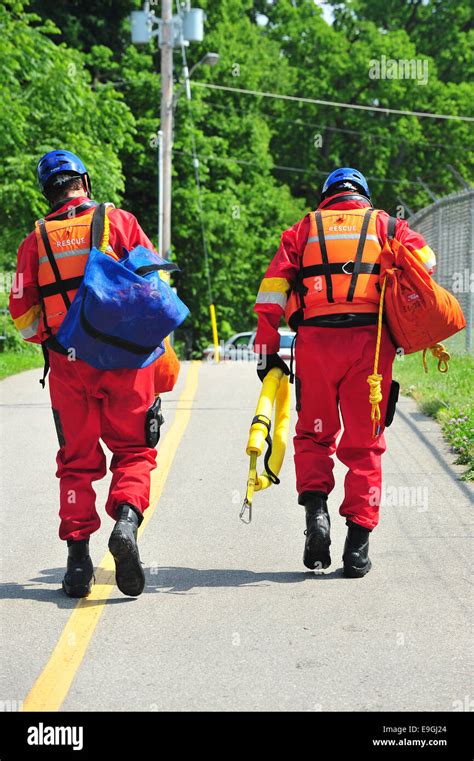 Search And Rescue Teams Operate By The River Thames In London Ontario