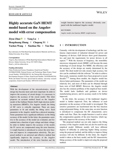 Highly Accurate Gan Hemt Model Based On The Angelov Model With Error