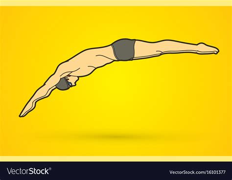 Man Jumping Diving Into Swimming Pool Royalty Free Vector
