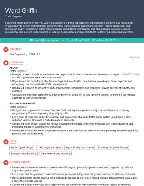 Traffic Engineer Resume Template Resumegemini Online Resume Builder