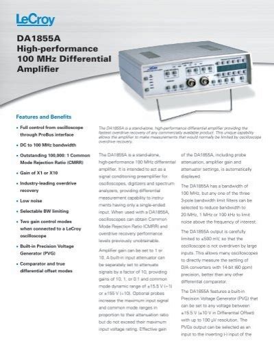Lecroy Da1855a High Performance 100 Mhz Teledyne Lecroy