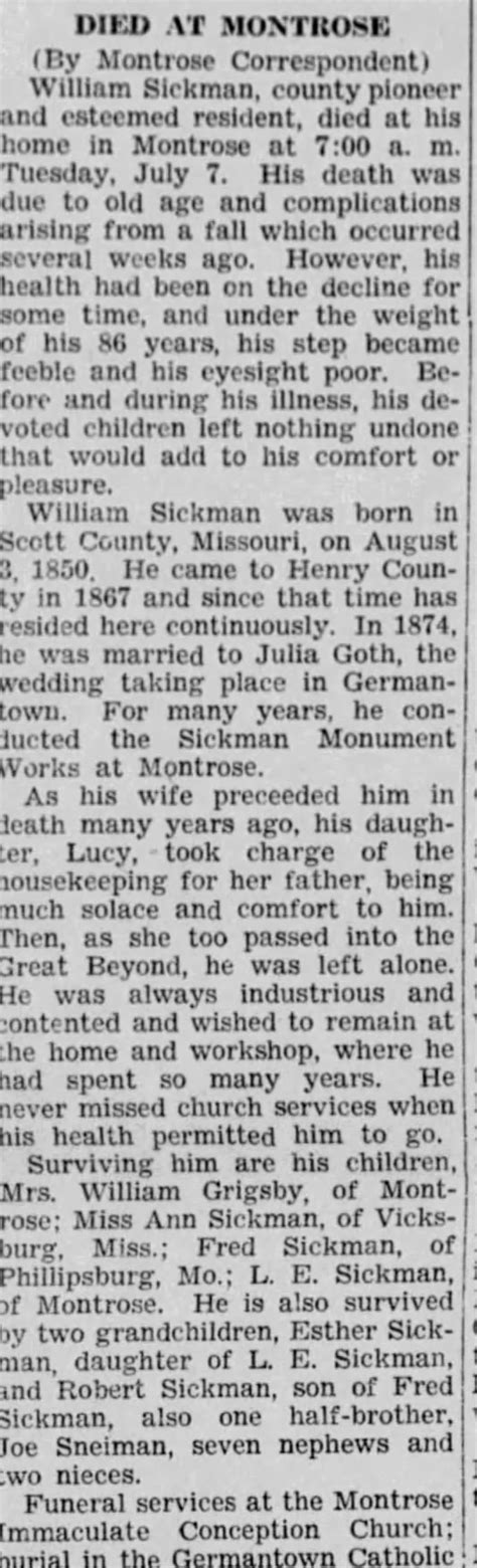 William Sickman Obit