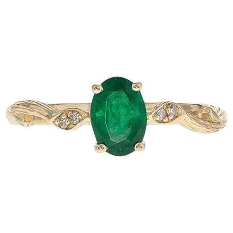 Gin And Grace 14k Yellow Gold Zambian Emerald Ring With Natural