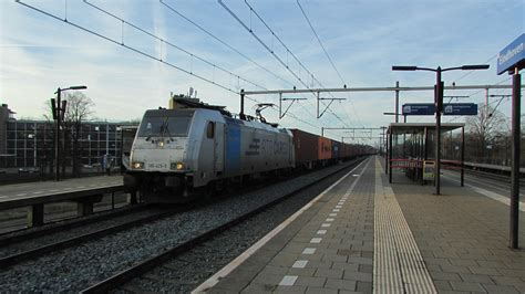 A Rtb Cargo Class 186 With A Container Train Through Eindhoven Strijp S