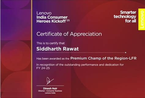Lenovo India Premium Siddharth Rawat