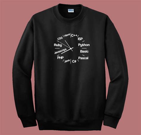 computer programmer clock 80s sweatshirt