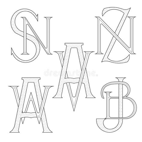 Sistema De Monogramas Elegantes Con Dos Letras Ilustración Del Vector
