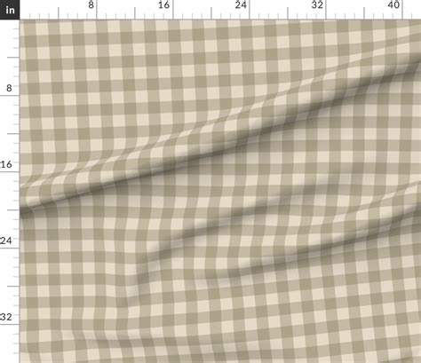 Plaid Tan Buffalo Check Cottagecore Country Chic Farmhouse Custom Printed Fabric By Spoonflower