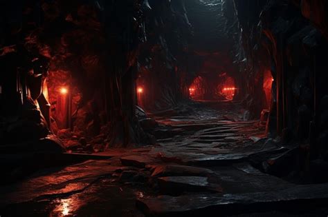 Premium Photo Hell Cave With Lava And Volcano Stone Crack