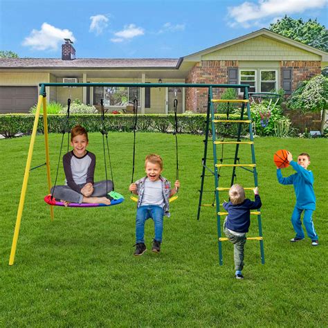 Vandia Swing Set Indooroutdoor Metal Swing Set With Safety Belt For