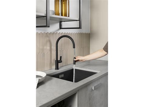 Nobili Flag Gooseneck Pull Out Sink Mixer Tap Matte Black 5 Star Lead