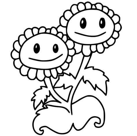 Plants Vs Zombies Twin Sunflower Coloring Page Download Print Or