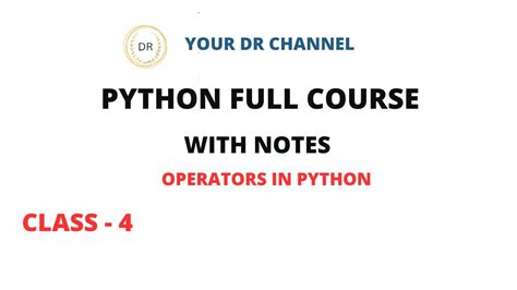 Operators In Python Python Full Course Python Full Course With