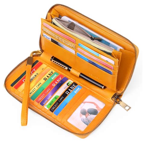 Sendefn Women Leather Wallets Rfid Blocking Zip Around Credit Card