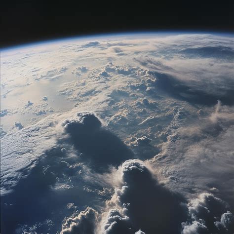 A Planet With Clouds And The Earth As Seen From Space Premium Ai