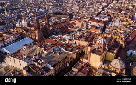 Sunrise Aerial View Of The Historic Colonial Center Of Zacatecas City