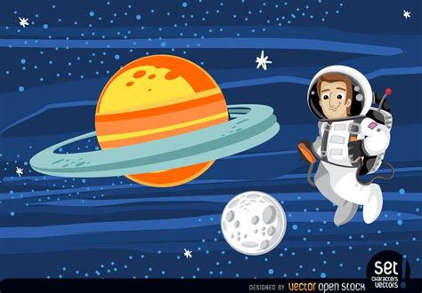 Astronaut Floating In Outer Space Vector Download