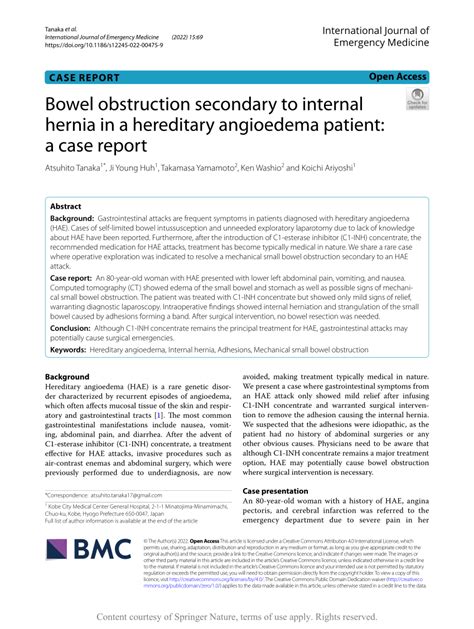 Pdf Bowel Obstruction Secondary To Internal Hernia In A Hereditary