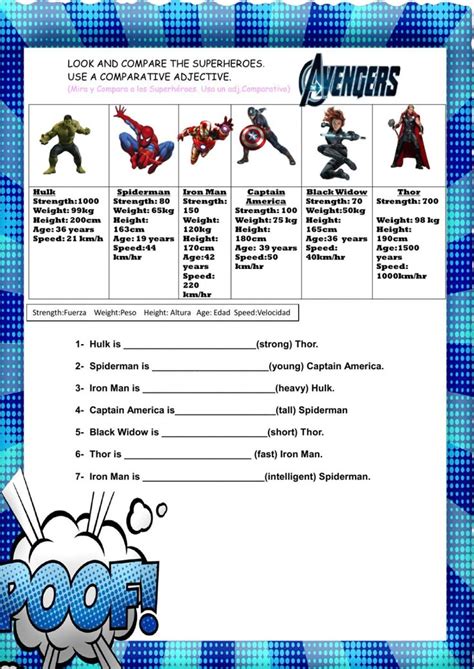 Comparing Superheroes Worksheet English Language Teaching English