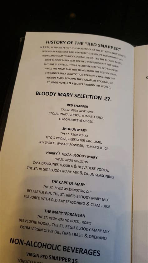 King Cole Bar Menu Updated 2026