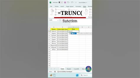 Trunc Formula In Excel 💥😳 Excel Exceltricks Excelformula Youtube