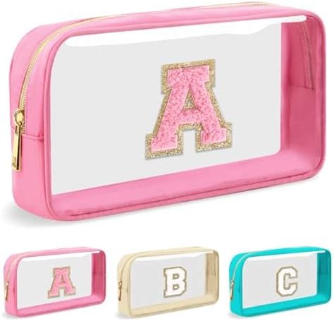 Personalized Initial A Z Preppy Patch Makeup Bag Small Pu