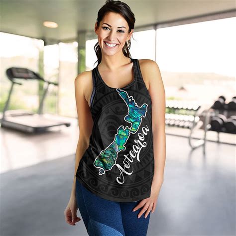 New Zealand Women Tank Aotearoa Maori Tribal Map With Papua Shell