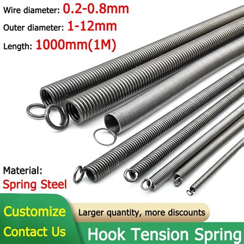 1m Length Wire Dia 0 2 0 4 0 5 0 8mm Strength Hook Tension Spring