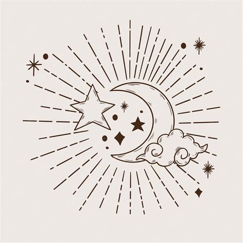 Half Moon And Stars Drawing