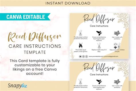 Editable Reed Diffuser Care Instructions