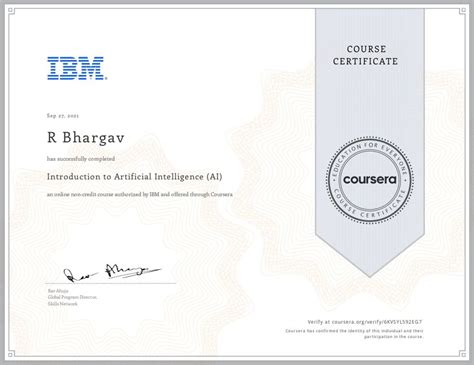 R Bhargav On Linkedin Aicertification Courseracertified Artificialintelligence