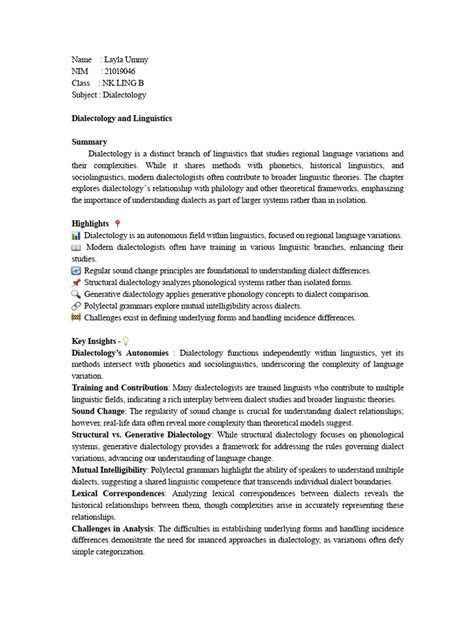 Dialectology And Linguistics Pdf