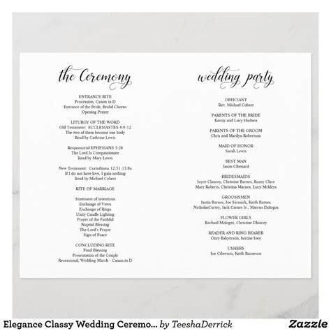 Elegance Classy Wedding Ceremony Foldable Program Zazzle Elegant