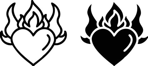 Heart And Flame Tattoo Clip Art 71401901 Vector Art At Vecteezy
