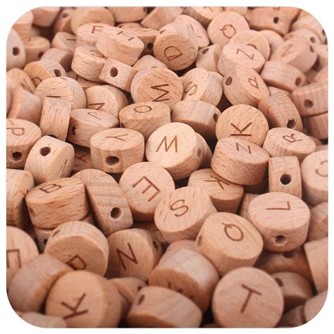Wood Alphabet Letter Beads Etsy